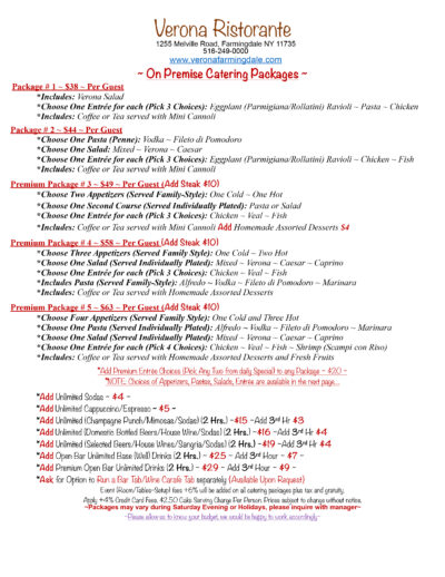 On-Premise Catering – Verona Risorante Farmingdale